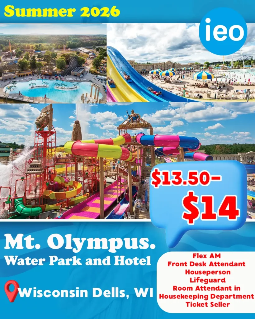 Mt. Olympus. Water Park and Hotel - IEO WORK TRAVEL – WORK AND TRAVEL USA